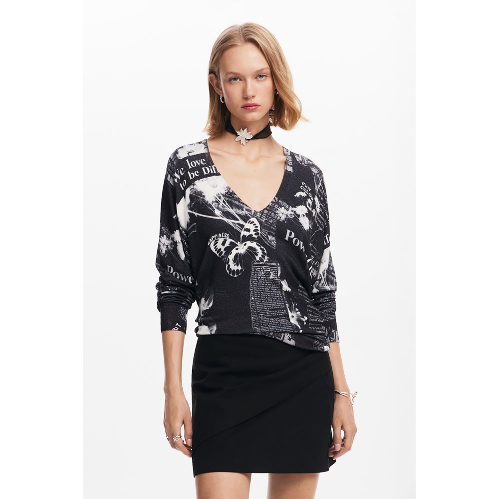 Knitwear - KNITTED TEXT SWEATER - Hartleys Fashion