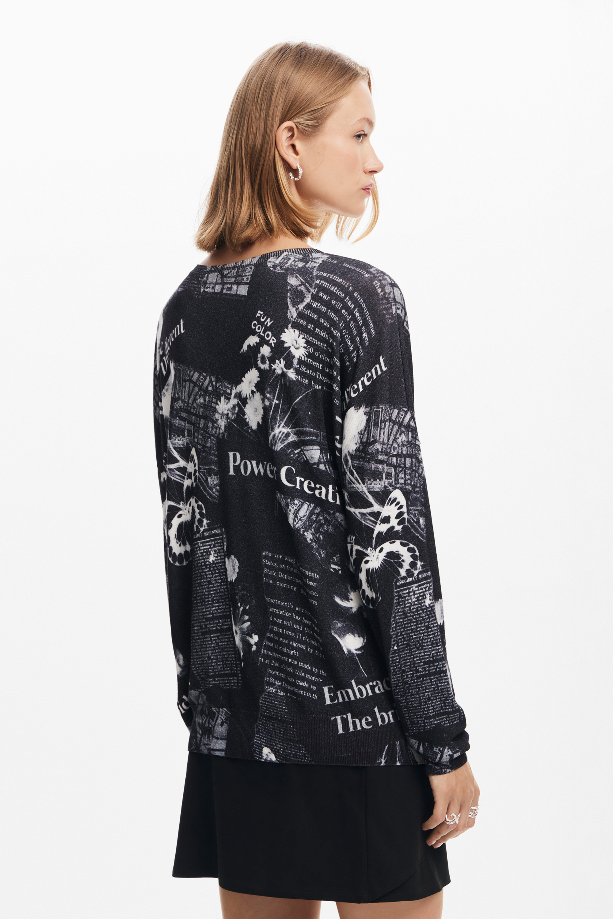 Knitwear - KNITTED TEXT SWEATER - Hartleys Fashion