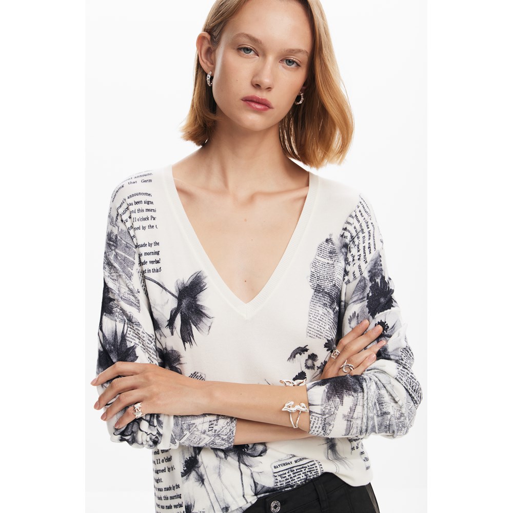 Knitwear - KNITTED TEXT SWEATER - Hartleys Fashion