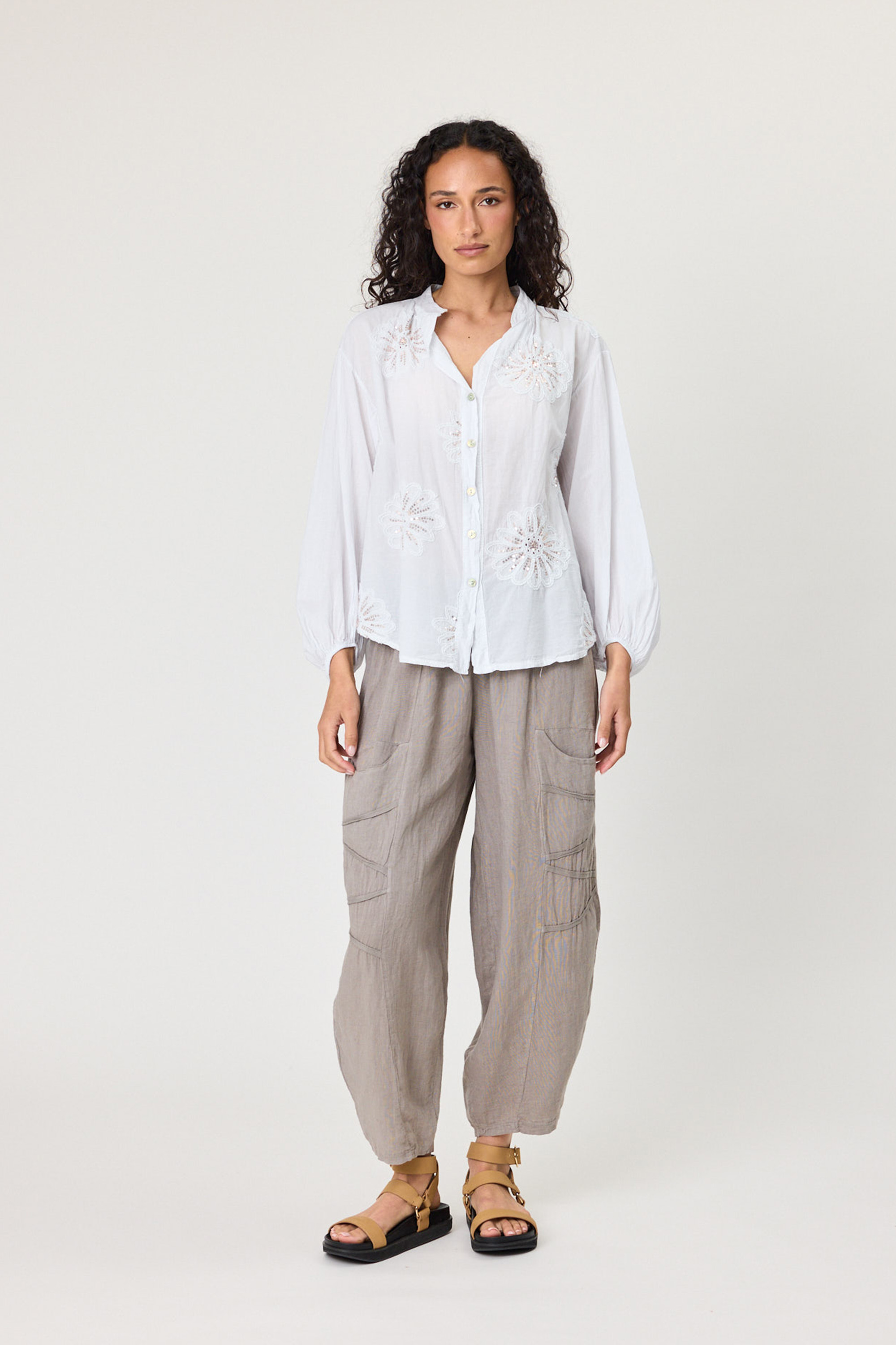 Simply Linen - COTTON GLITTER SHIRT - Hartleys Fashion
