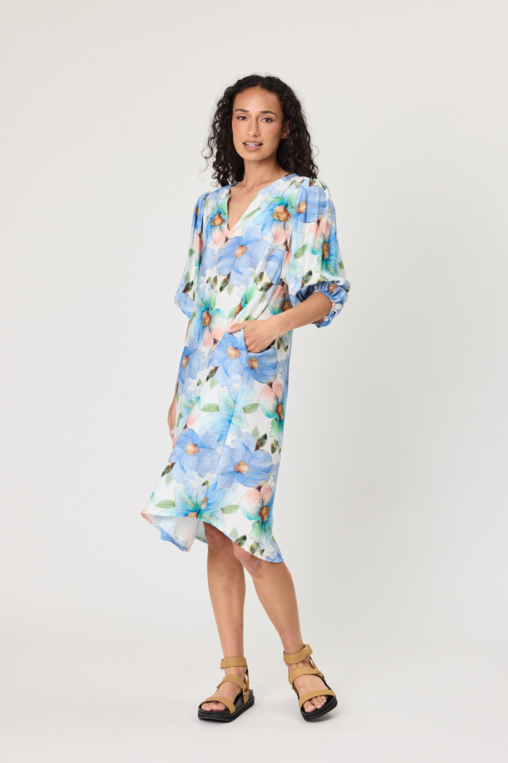 Dresses - VISCOSE FLOWER DRESS - Hartleys Fashion