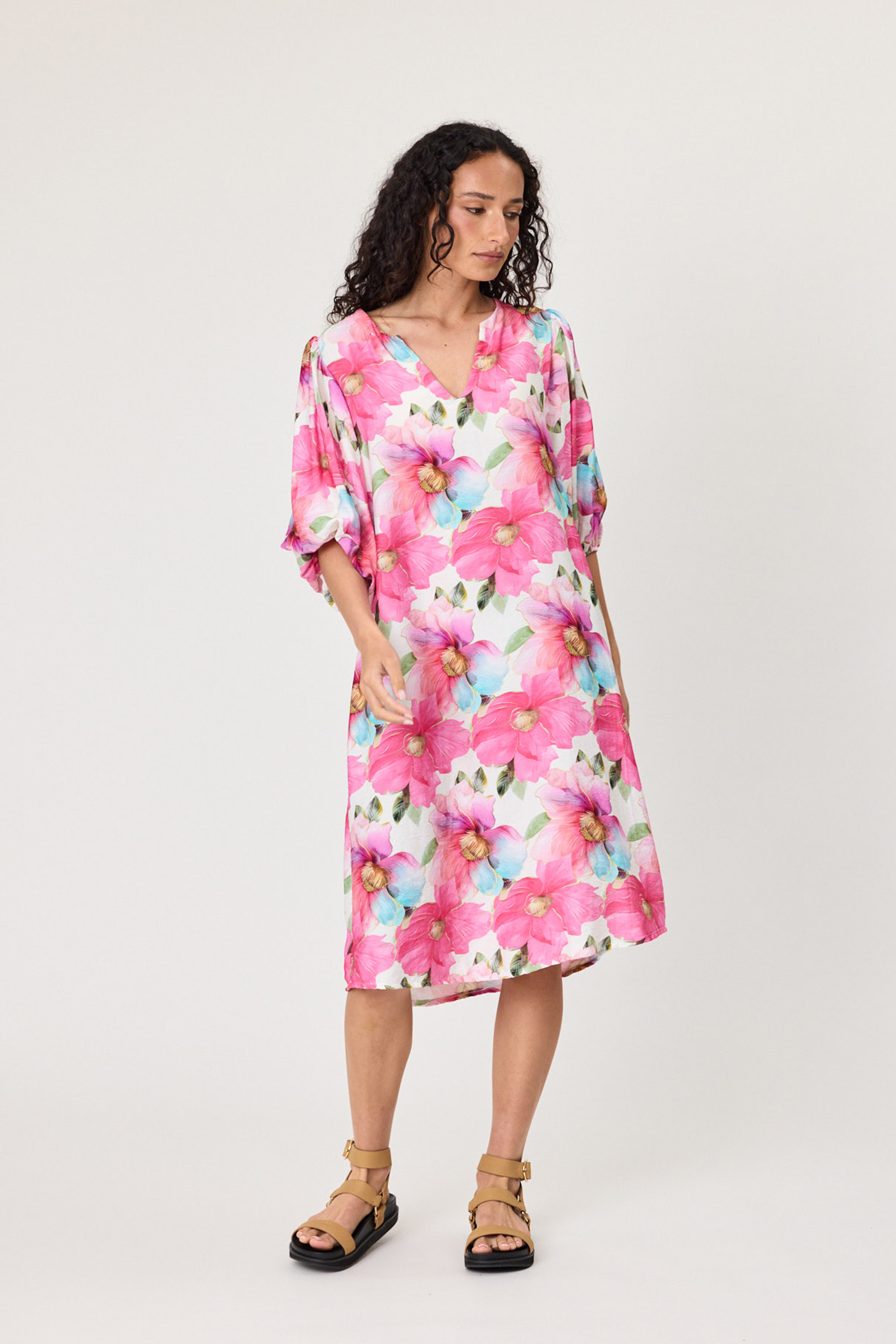 Dresses - VISCOSE FLOWER DRESS - Hartleys Fashion