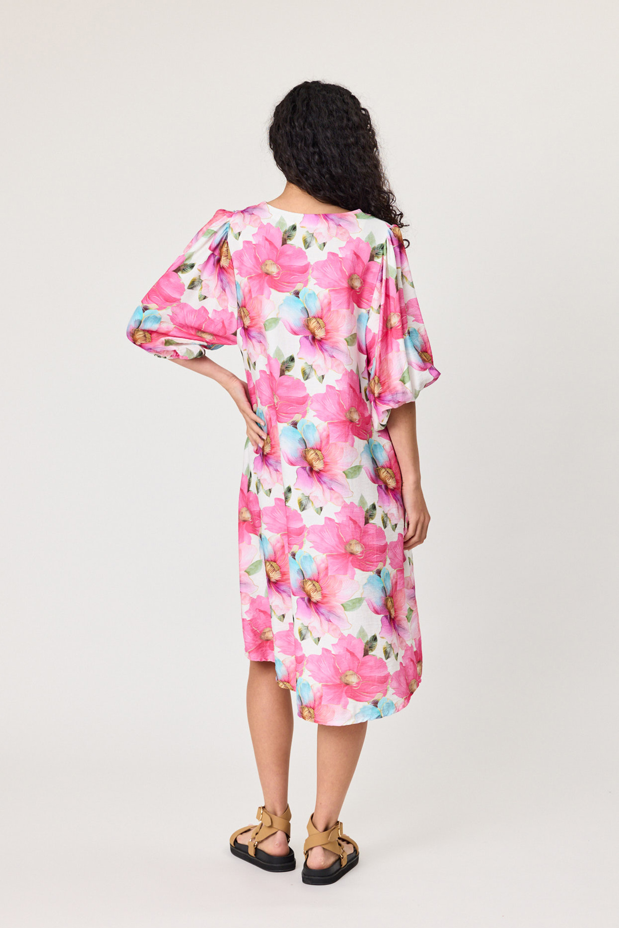 Dresses - VISCOSE FLOWER DRESS - Hartleys Fashion