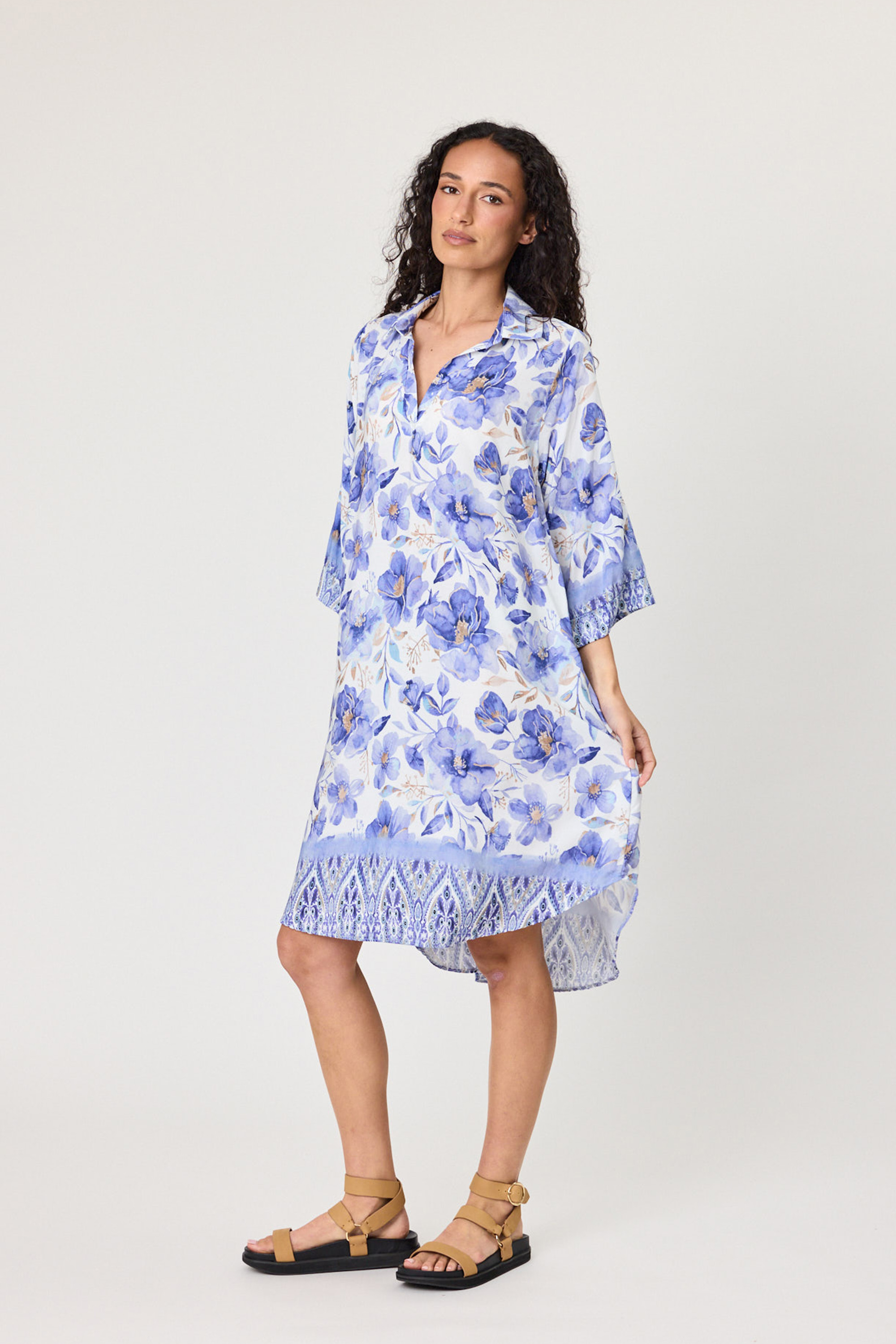 Dresses - VISCOSE BORDER DRESS - Hartleys Fashion