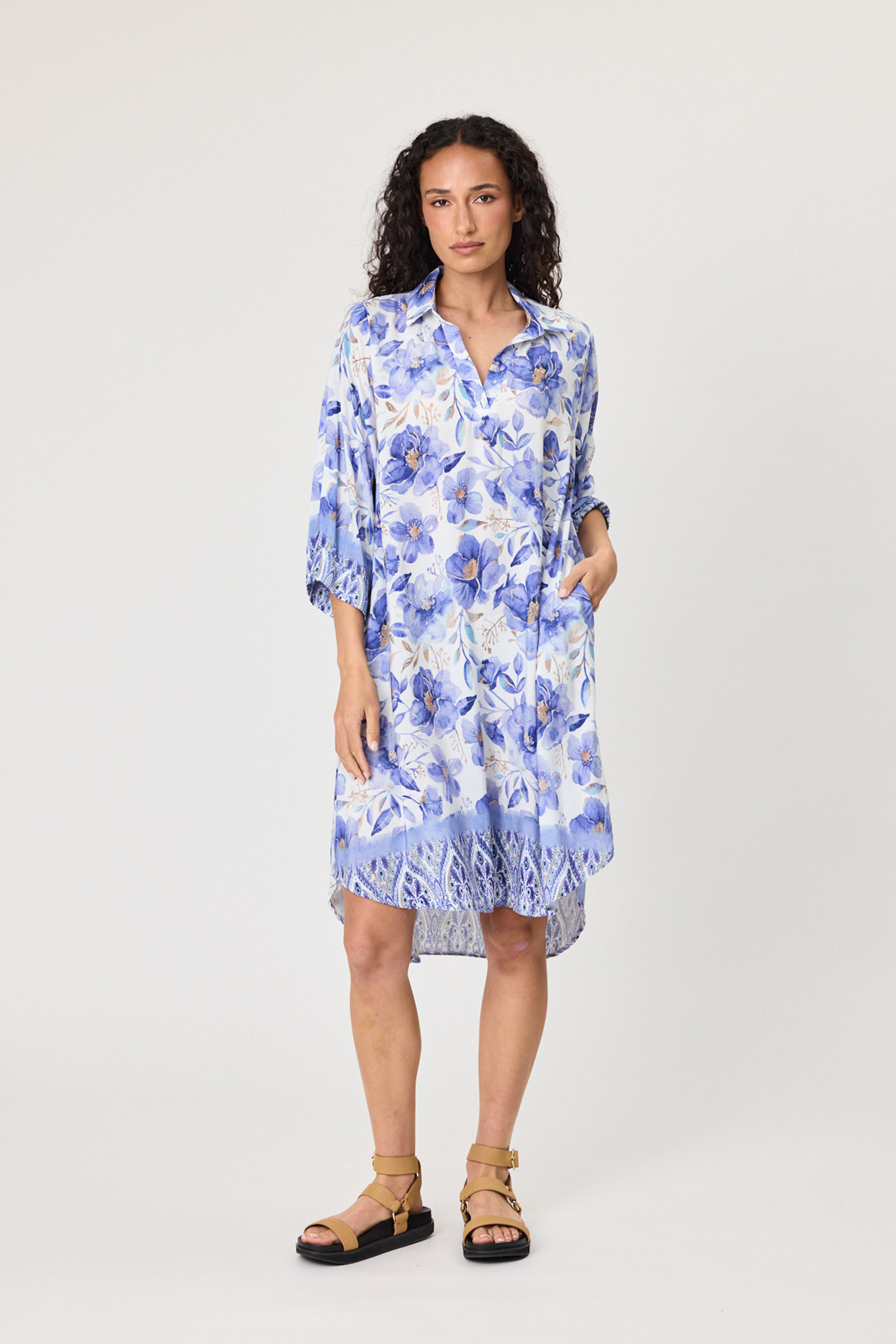 Simply Linen - VISCOSE BORDER DRESS - Hartleys Fashion