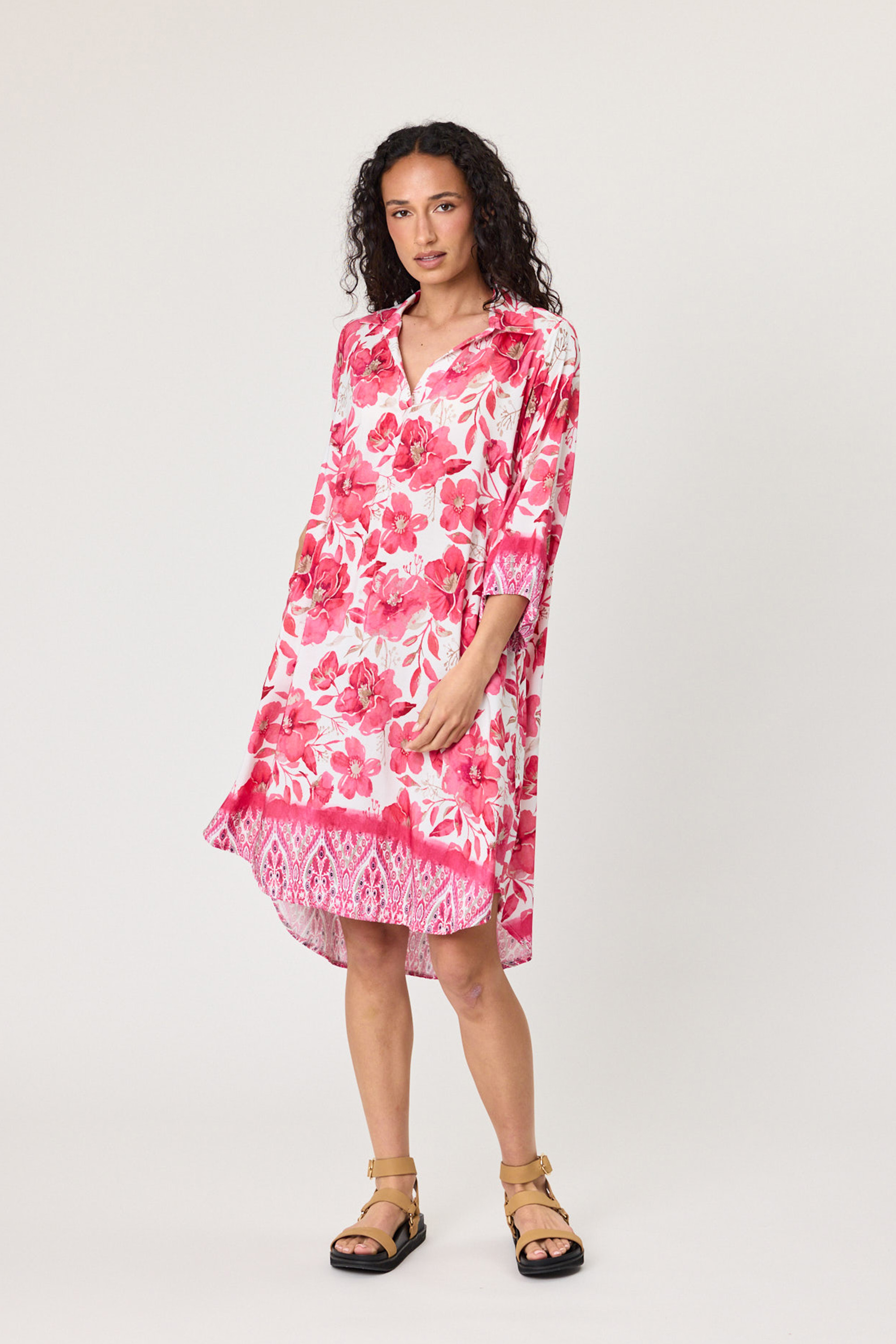Simply Linen - VISCOSE BORDER DRESS - Hartleys Fashion