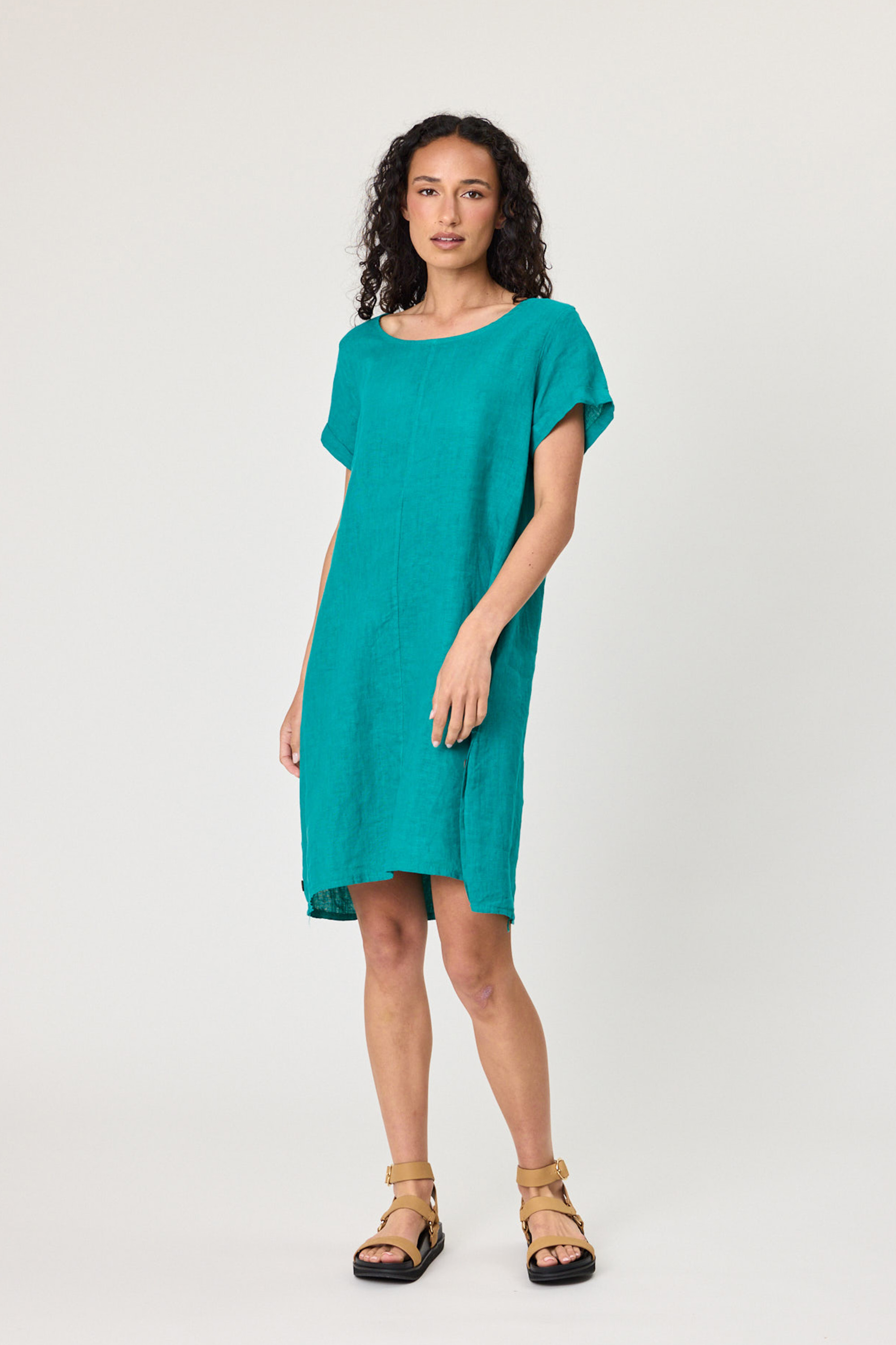 Simply Linen - LINEN SIDE BUTTON DRESS - Hartleys Fashion