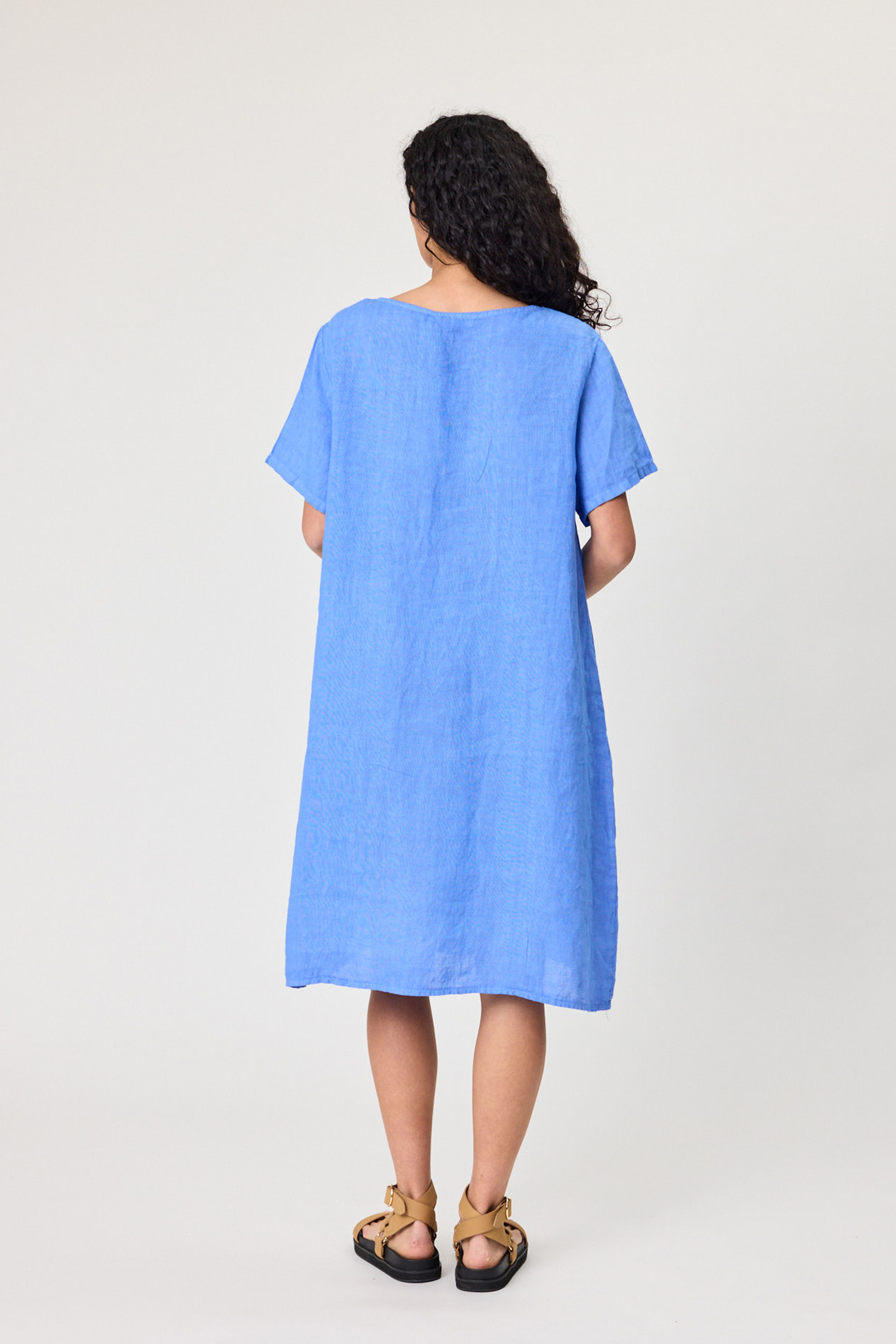Dresses - LINEN ONE PKT DRESS - Hartleys Fashion