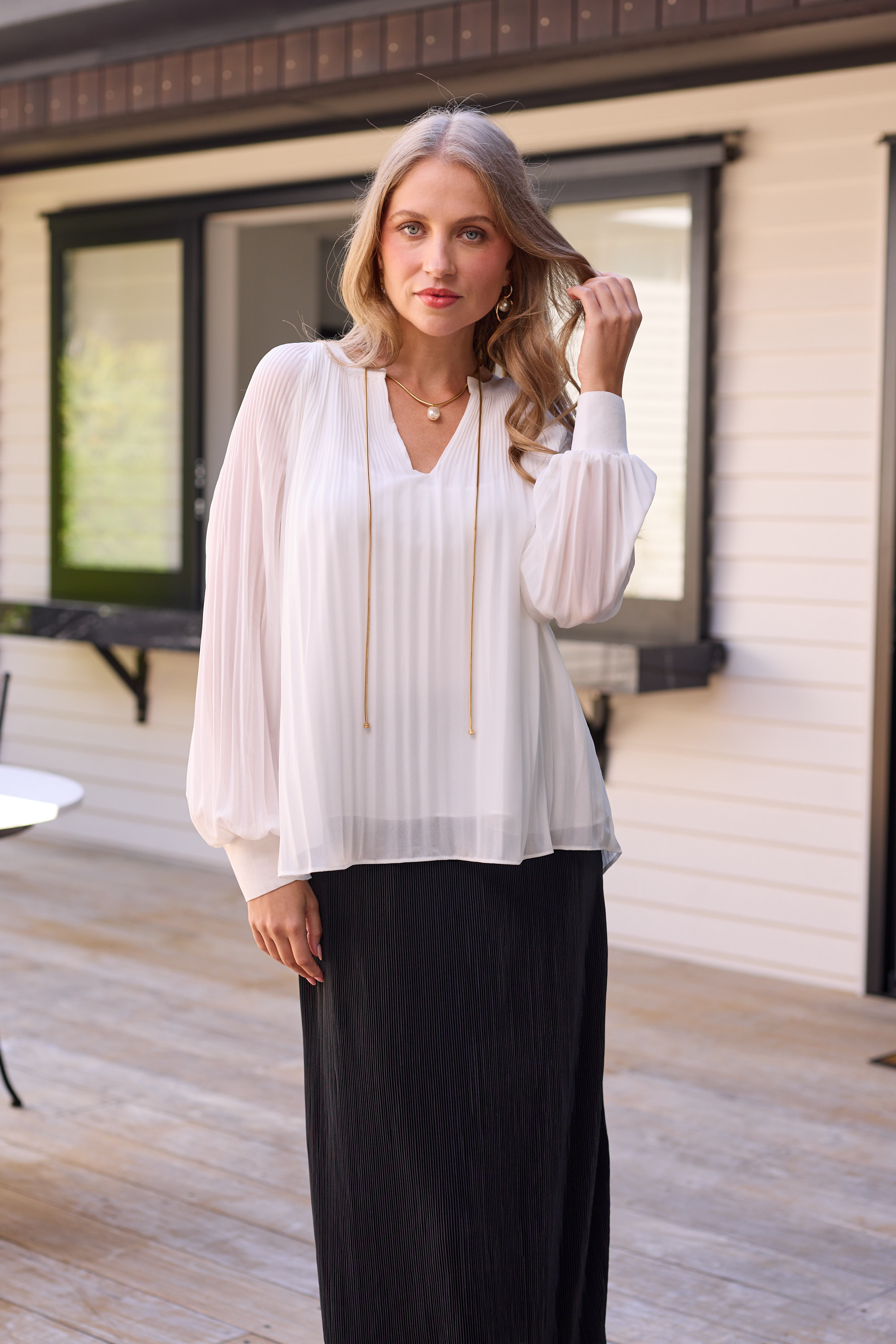 Tops And Tees - LANTERN PLEAT TOP - Hartleys Fashion