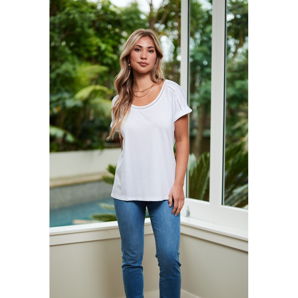 Tops And Tees - DIAMOND LACE TOP - Hartleys Fashion