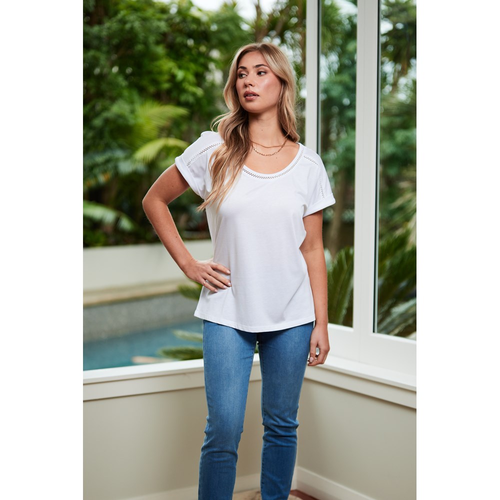 Tops And Tees - DIAMOND LACE TOP - Hartleys Fashion