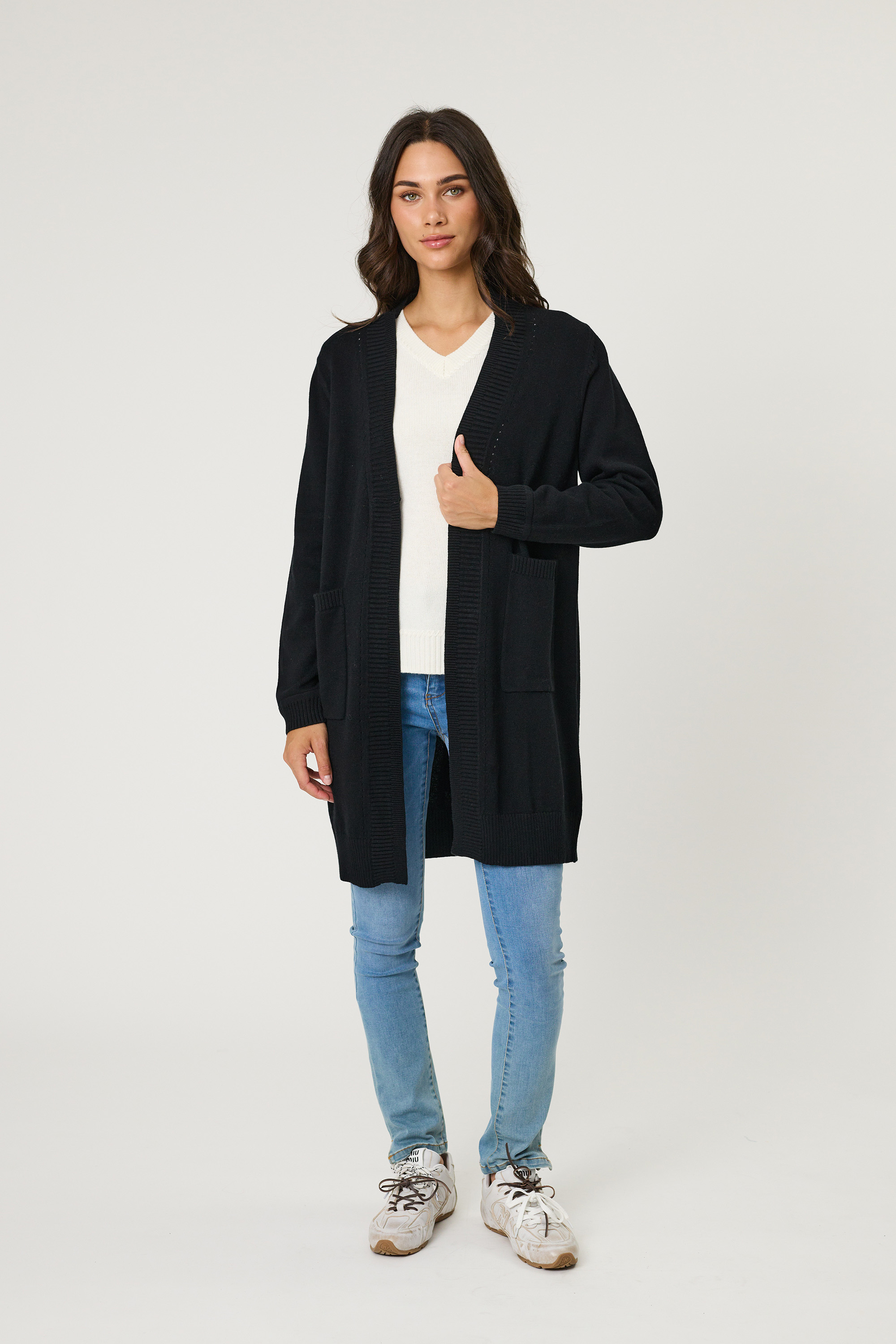 Knitwear - PAULA LONG CARDI - Hartleys Fashion